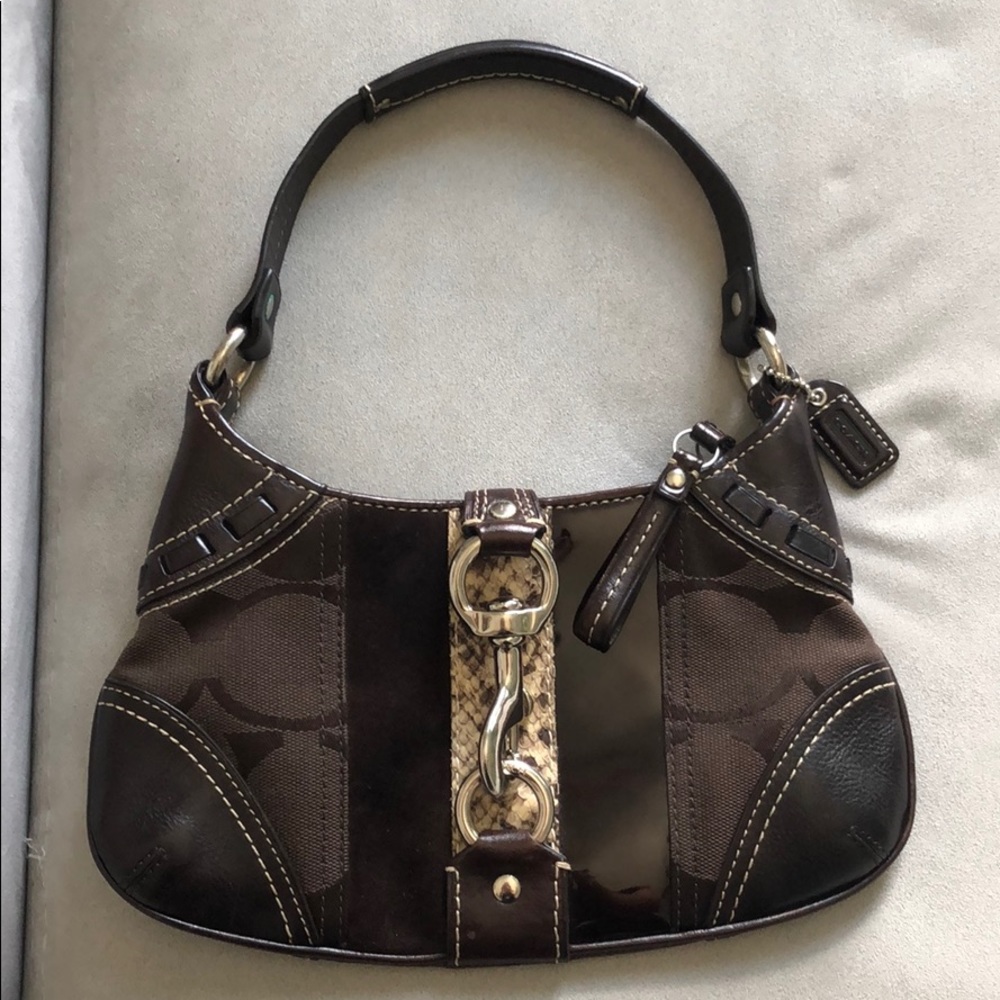 Coach Hampton Signature Striped Python Bag - Gem